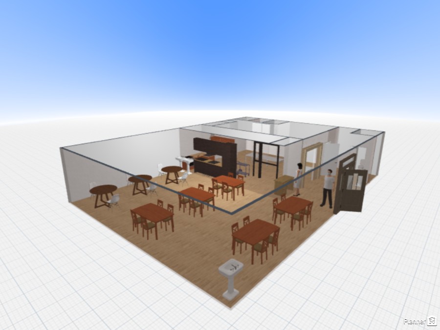 Htf622 plan - Free Online Design | 3D Cafe Floor Plans by Planner 5D