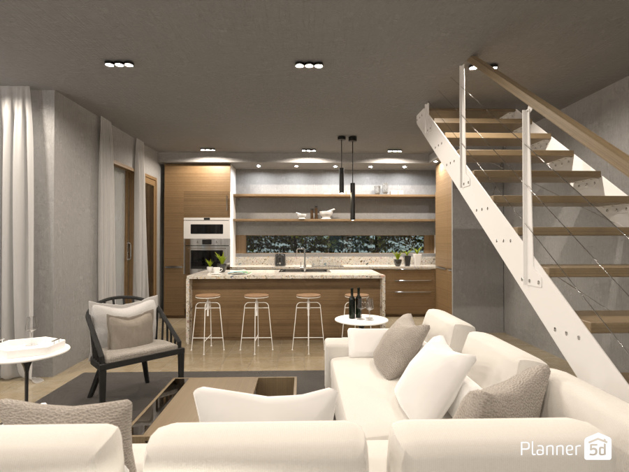 Modern Kitchen / Dining Area - Free Online Design | 3D Floor Plans by ...