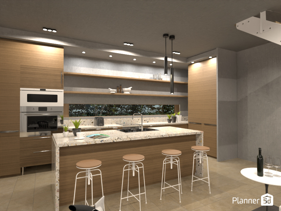 Modern Kitchen / Dining Area - Free Online Design | 3D Floor Plans by ...