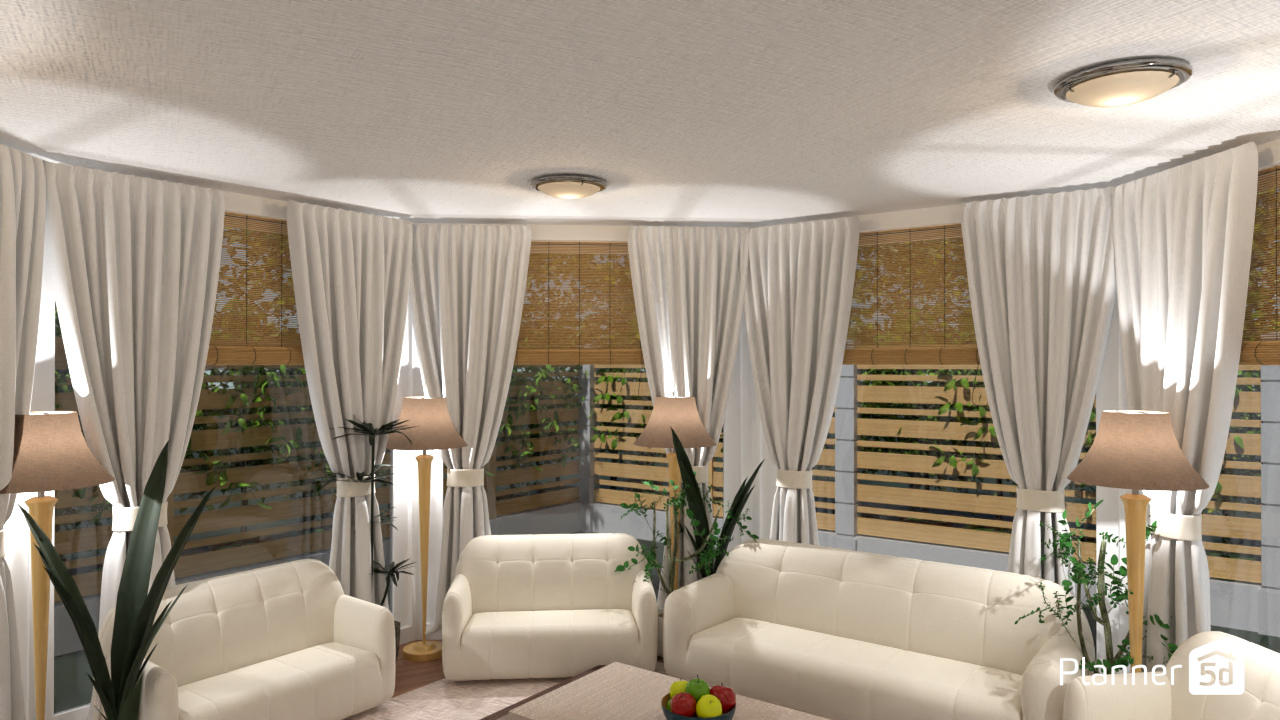 Bright octagonal living room - Free Online Design | 3D Floor Plans by ...