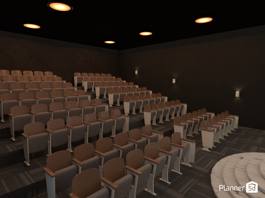 Dark, Moody Theatre with Stage - Free Online Design | 3D Floor Plans by ...