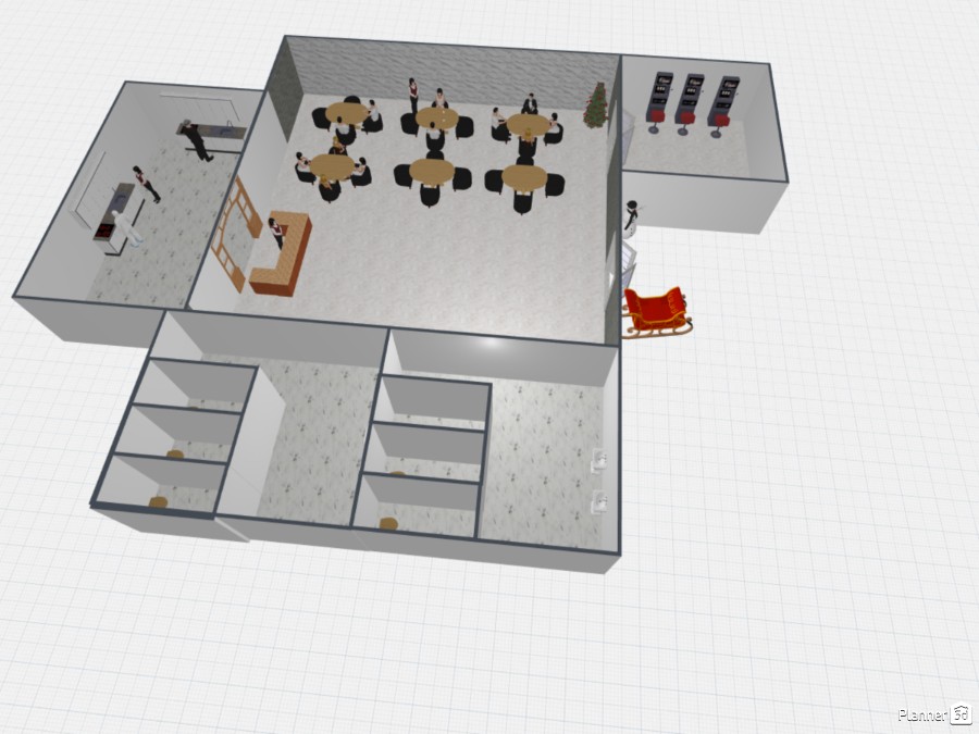Snowy cafe! - Free Online Design | 3D Cafe Floor Plans by Planner 5D