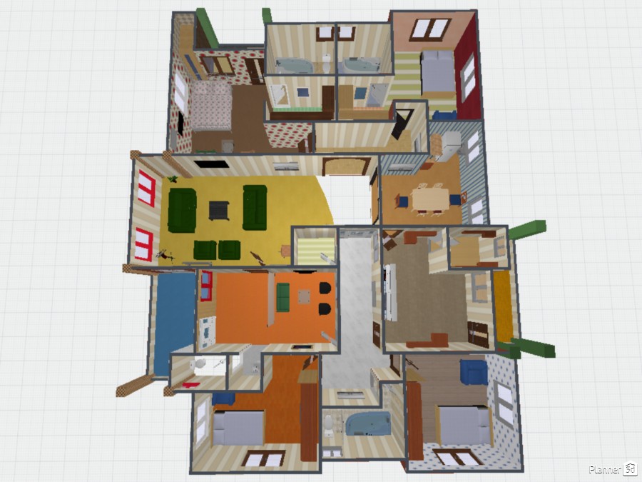 4 bedroom house - Free Online Design | 3D House Floor Plans by Planner 5D