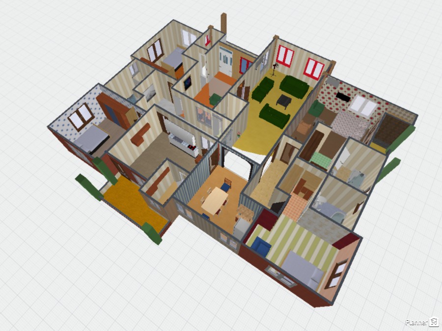 4 bedroom house - Free Online Design | 3D House Floor Plans by Planner 5D